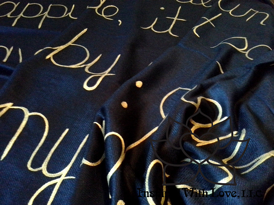 Custom Hand-painted Script Pashmina Black Scarf - Inspired With Love