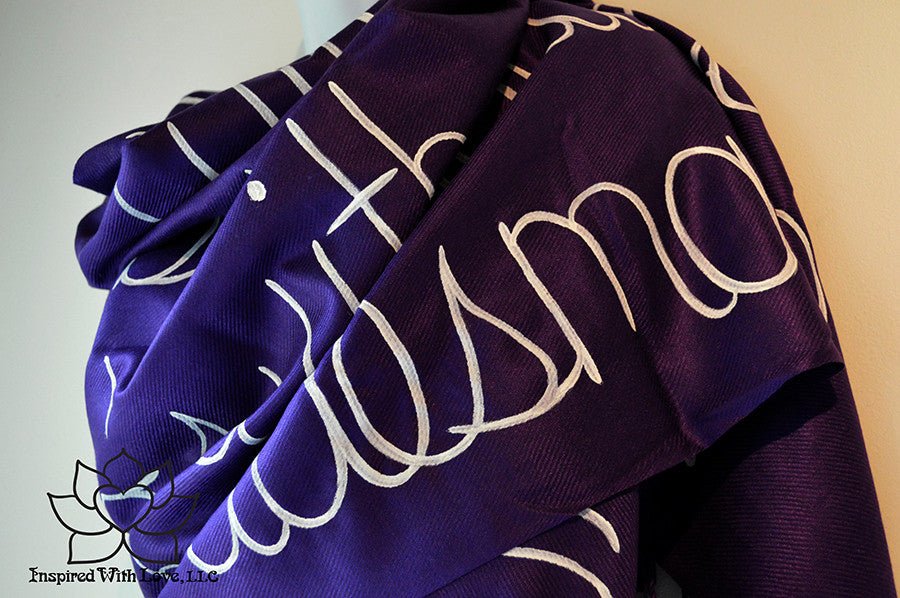 Custom Hand-painted Script Pashmina Grape Scarf - Inspired With Love